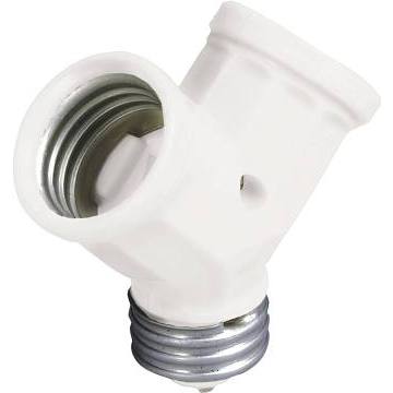 Leviton 660w Keyless Twin Socket Lamp Holder Adapter HD Supply