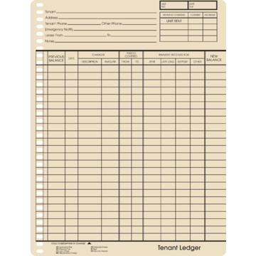Tenant Ledger Card, Package Of 100 | HD Supply