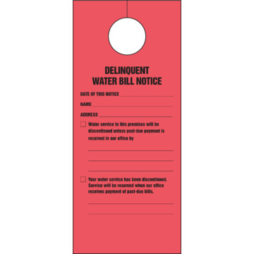 Door Knob Cards Delinquent Water Bill Package Of 100 | HD Supply